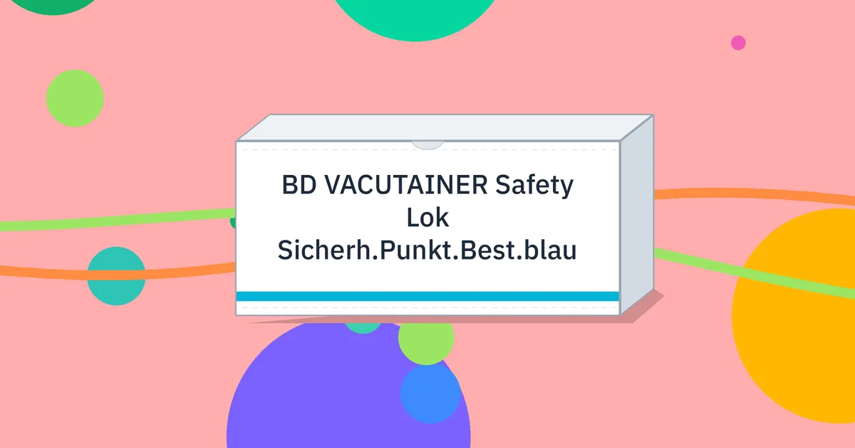 Symbolbild: Packung mit der Aufschrift BD VACUTAINER Safety Lok Sicherh.Punkt.Best.blau (PZN 01111374) – Verfügbarkeit und Bezug in Apotheken in Frankfurt am Main