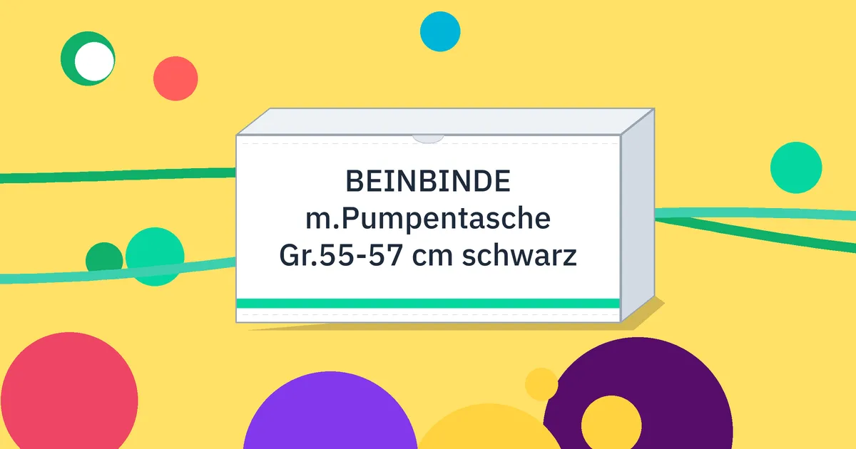 Symbolbild: Packung mit der Aufschrift BEINBINDE m.Pumpentasche Gr.55-57 cm schwarz (PZN 12461077) – Verfügbarkeit und Bezug in Apotheken in Frankfurt am Main