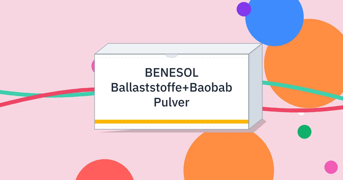 Symbolbild: Packung mit der Aufschrift BENESOL Ballaststoffe+Baobab Pulver (PZN 18375516) – Verfügbarkeit und Bezug in Apotheken in Frankfurt am Main