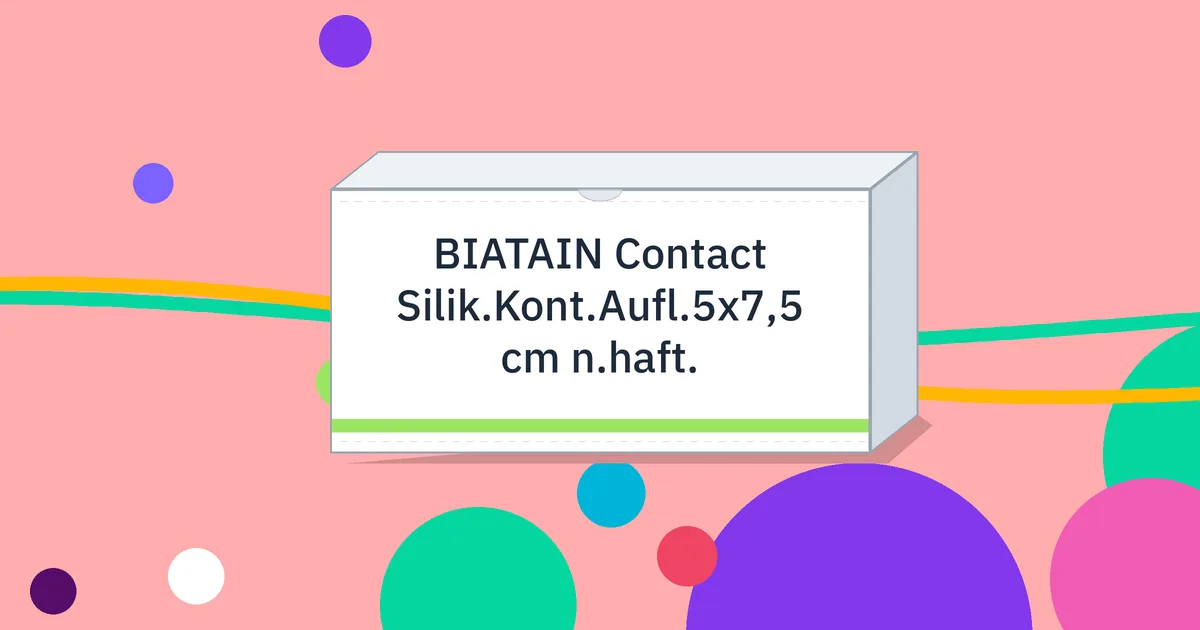 Symbolbild: Packung mit der Aufschrift BIATAIN Contact Silik.Kont.Aufl.5x7,5 cm n.haft. (PZN 18776149) – Verfügbarkeit und Bezug in Apotheken in Frankfurt am Main