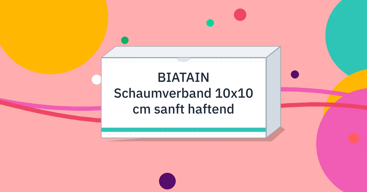 Symbolbild: Packung mit der Aufschrift BIATAIN Schaumverband 10x10 cm sanft haftend (PZN 20062109) – Verfügbarkeit und Bezug in Apotheken in Frankfurt am Main