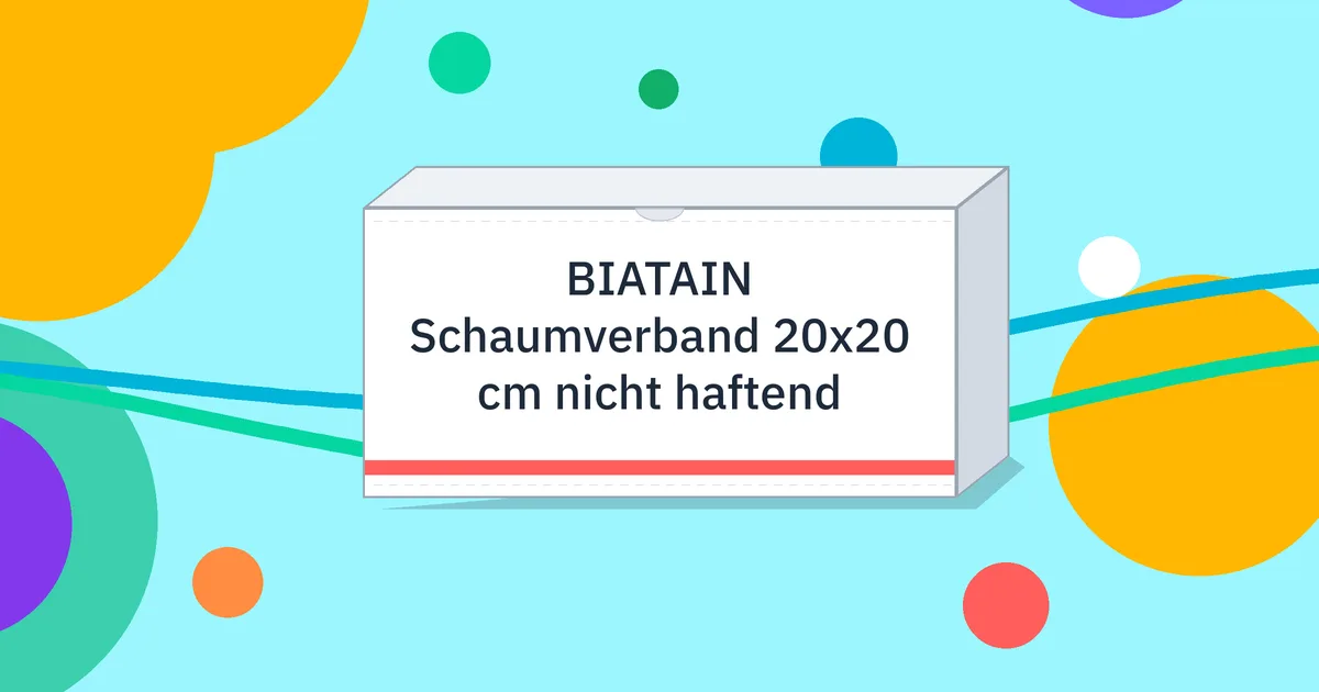 Symbolbild: Packung mit der Aufschrift BIATAIN Schaumverband 20x20 cm nicht haftend (PZN 19480333) – Verfügbarkeit und Bezug in Apotheken in Frankfurt am Main