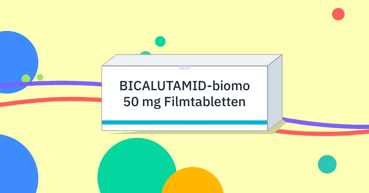 Symbolbild: Packung mit der Aufschrift BICALUTAMID-biomo 50 mg Filmtabletten (PZN 06707114) – Verfügbarkeit und Bezug in Apotheken in Frankfurt am Main