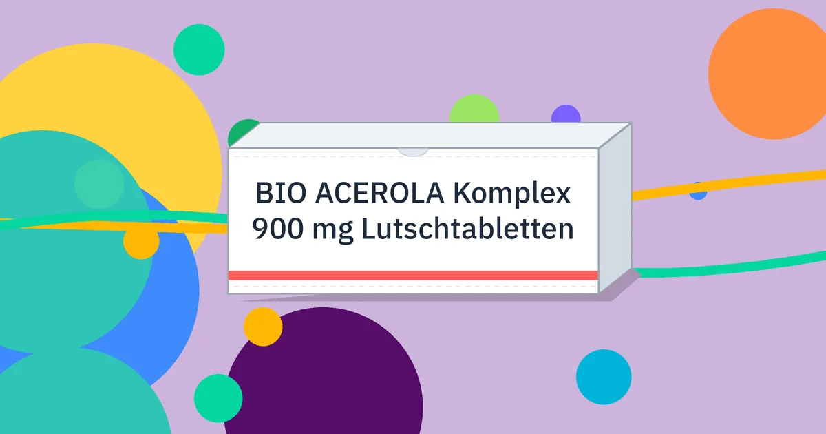 Symbolbild: Packung mit der Aufschrift BIO ACEROLA Komplex 900 mg Lutschtabletten (PZN 11890238) – Verfügbarkeit und Bezug in Apotheken in Frankfurt am Main