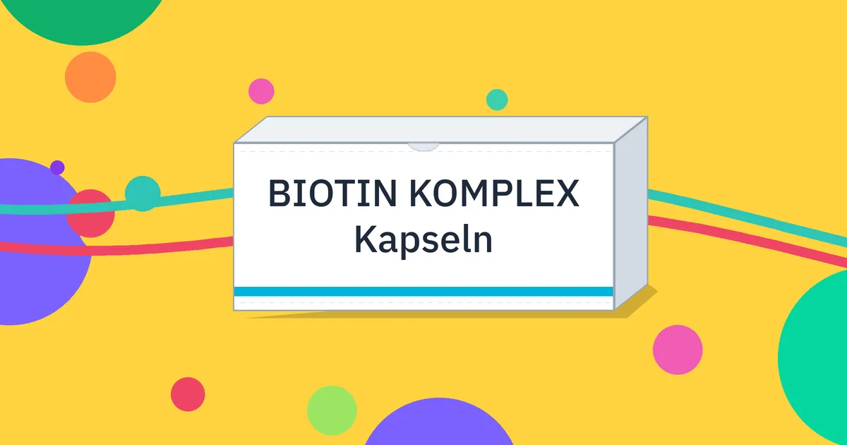 Symbolbild: Packung mit der Aufschrift BIOTIN KOMPLEX Kapseln (PZN 18299241) – Verfügbarkeit und Bezug in Apotheken in Frankfurt am Main