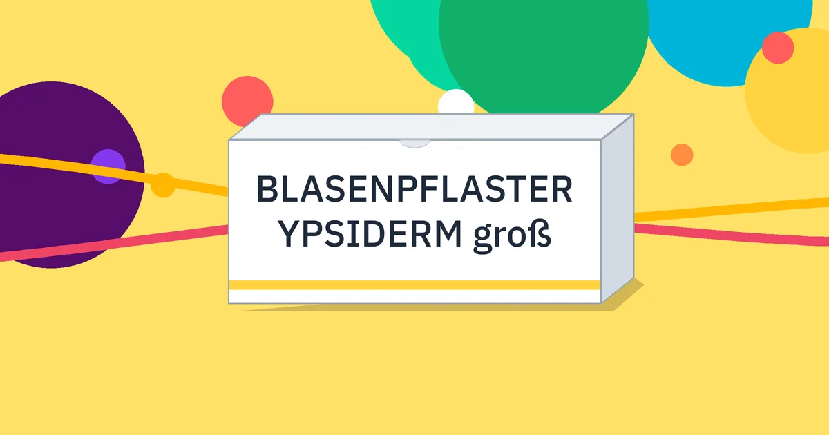 Symbolbild: Packung mit der Aufschrift BLASENPFLASTER YPSIDERM groß (PZN 00600272) – Verfügbarkeit und Bezug in Apotheken in Frankfurt am Main