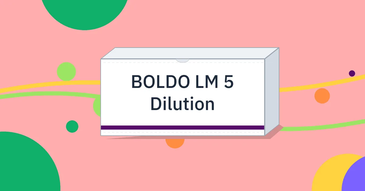 Symbolbild: Packung mit der Aufschrift BOLDO LM 5 Dilution (PZN 13390184) – Verfügbarkeit und Bezug in Apotheken in Frankfurt am Main