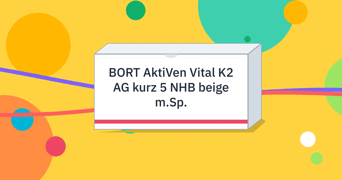 Symbolbild: Packung mit der Aufschrift BORT AktiVen Vital K2 AG kurz 5 NHB beige m.Sp. (PZN 13731840) – Verfügbarkeit und Bezug in Apotheken in Frankfurt am Main