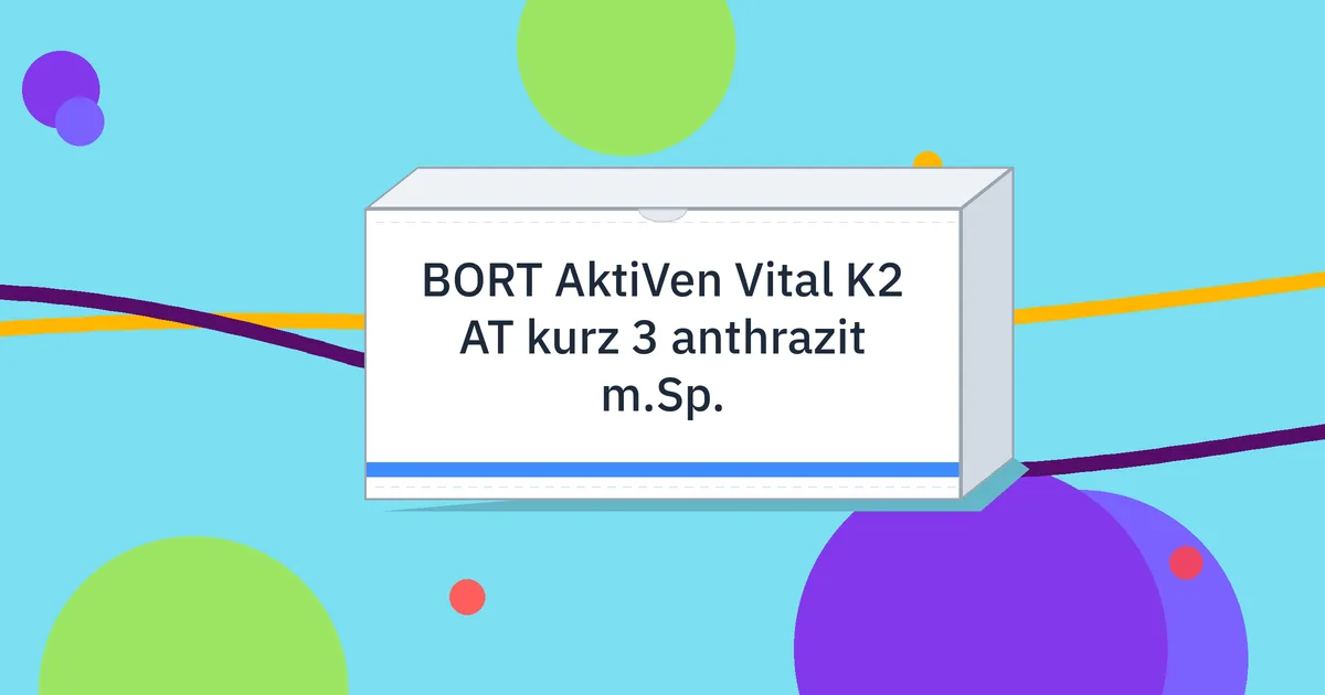 Symbolbild: Packung mit der Aufschrift BORT AktiVen Vital K2 AT kurz 3 anthrazit m.Sp. (PZN 13743300) – Verfügbarkeit und Bezug in Apotheken in Frankfurt am Main