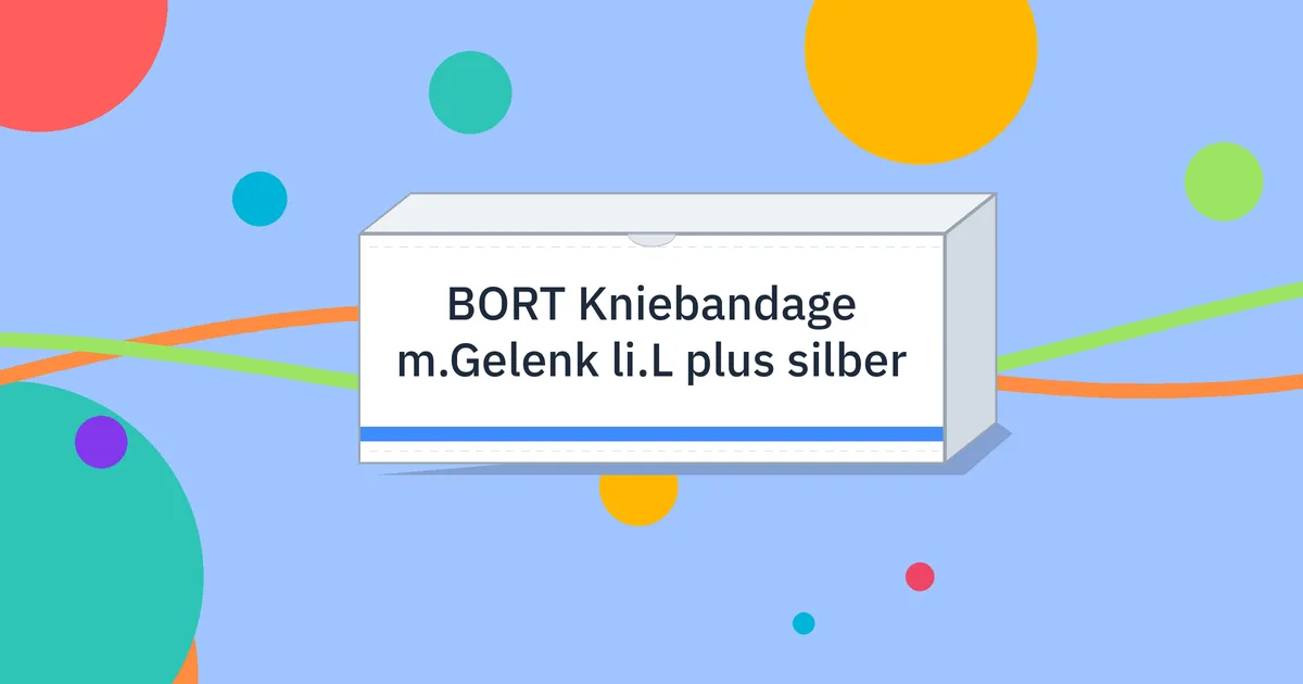 Symbolbild: Packung mit der Aufschrift BORT Kniebandage m.Gelenk li.L plus silber (PZN 11055257) – Verfügbarkeit und Bezug in Apotheken in Frankfurt am Main