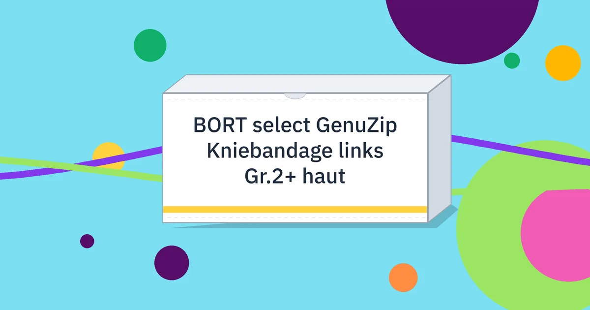 Symbolbild: Packung mit der Aufschrift BORT select GenuZip Kniebandage links Gr.2+ haut (PZN 16843947) – Verfügbarkeit und Bezug in Apotheken in Frankfurt am Main