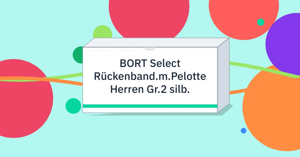 Symbolbild: Packung mit der Aufschrift BORT Select Rückenband.m.Pelotte Herren Gr.2 silb. (PZN 14273807) – Verfügbarkeit und Bezug in Apotheken in Frankfurt am Main