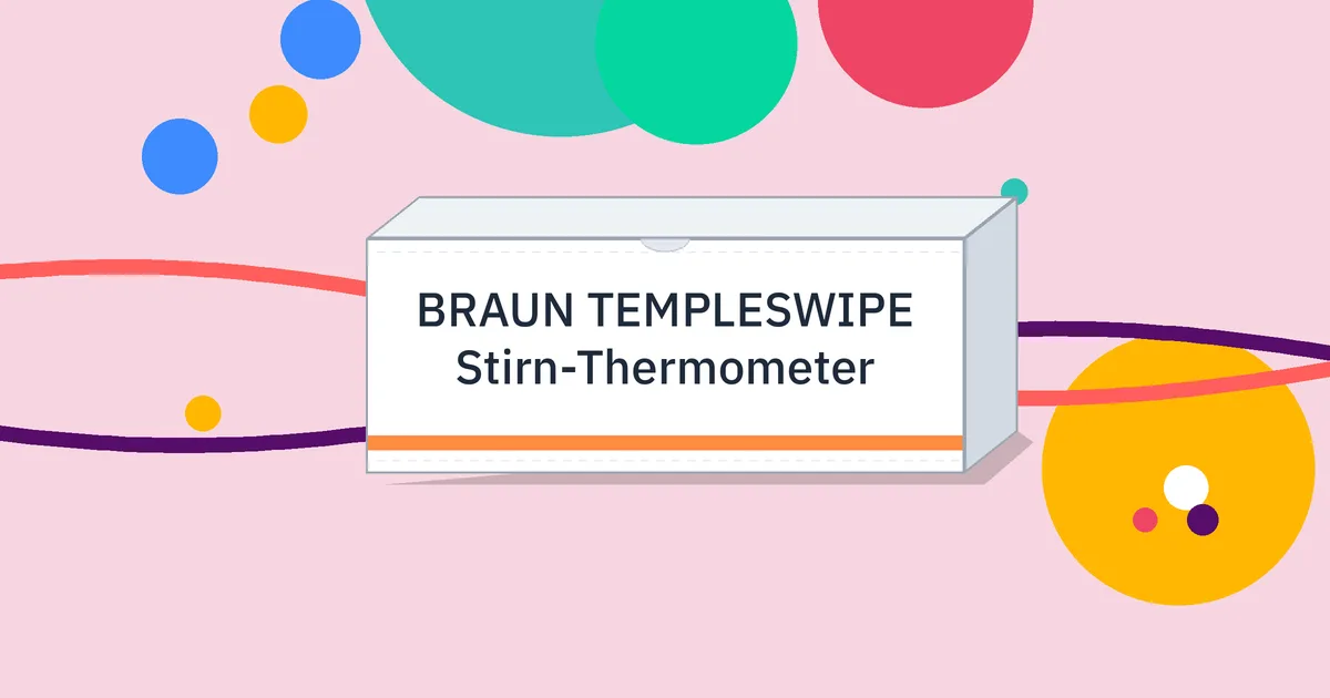 Symbolbild: Packung mit der Aufschrift BRAUN TEMPLESWIPE Stirn-Thermometer (PZN 14285986) – Verfügbarkeit und Bezug in Apotheken in Frankfurt am Main