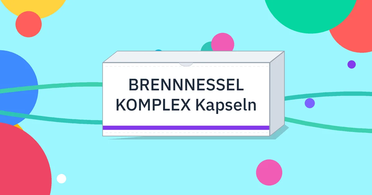 Symbolbild: Packung mit der Aufschrift BRENNNESSEL KOMPLEX Kapseln (PZN 19838125) – Verfügbarkeit und Bezug in Apotheken in Frankfurt am Main