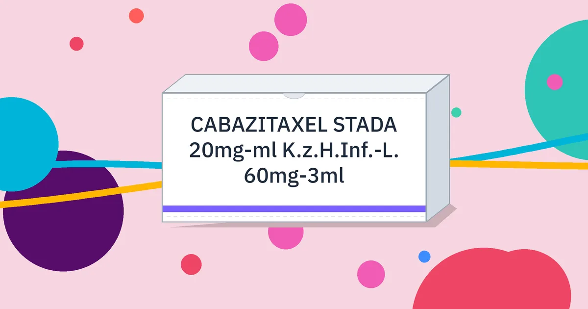 Symbolbild: Packung mit der Aufschrift CABAZITAXEL STADA 20mg-ml K.z.H.Inf.-L. 60mg-3ml (PZN 16760463) – Verfügbarkeit und Bezug in Apotheken in Frankfurt am Main
