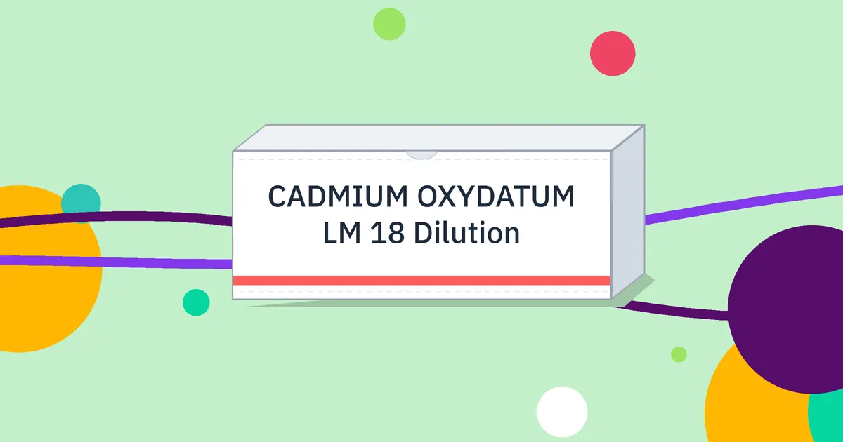 Symbolbild: Packung mit der Aufschrift CADMIUM OXYDATUM LM 18 Dilution (PZN 13401261) – Verfügbarkeit und Bezug in Apotheken in Frankfurt am Main