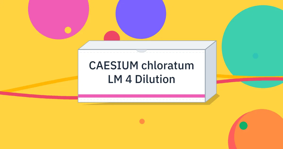 Symbolbild: Packung mit der Aufschrift CAESIUM chloratum LM 4 Dilution (PZN 12799066) – Verfügbarkeit und Bezug in Apotheken in Frankfurt am Main