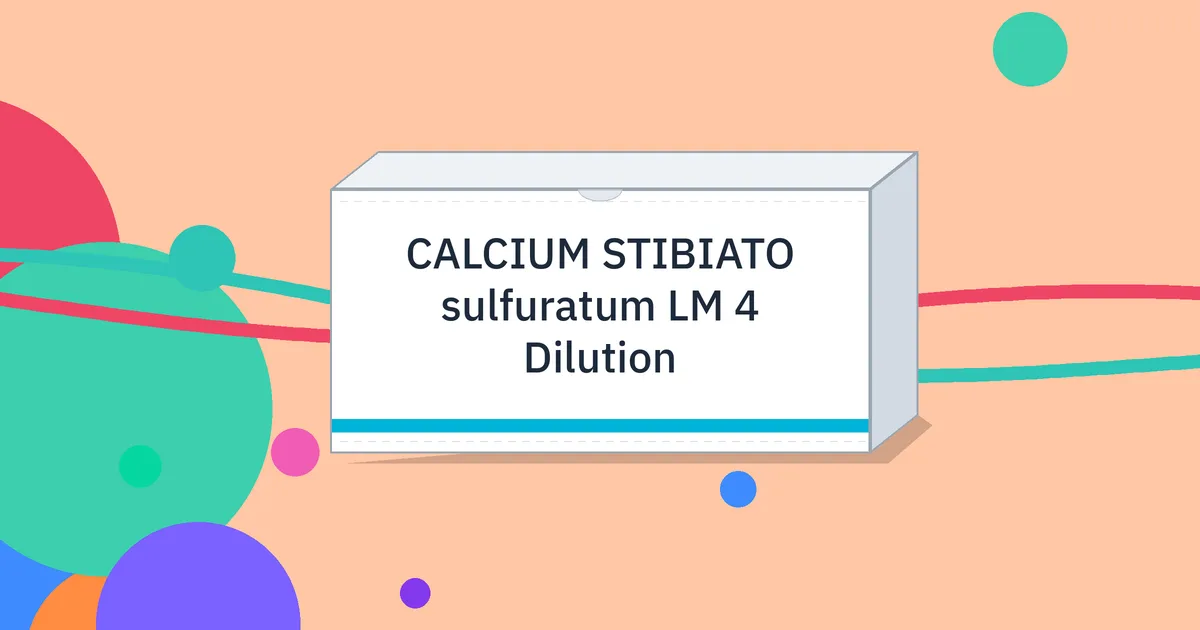 Symbolbild: Packung mit der Aufschrift CALCIUM STIBIATO sulfuratum LM 4 Dilution (PZN 12806458) – Verfügbarkeit und Bezug in Apotheken in Frankfurt am Main
