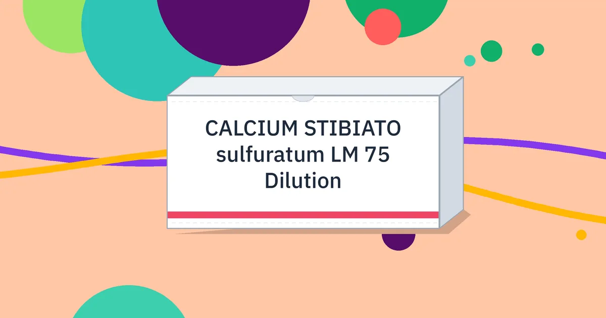 Symbolbild: Packung mit der Aufschrift CALCIUM STIBIATO sulfuratum LM 75 Dilution (PZN 12806808) – Verfügbarkeit und Bezug in Apotheken in Frankfurt am Main