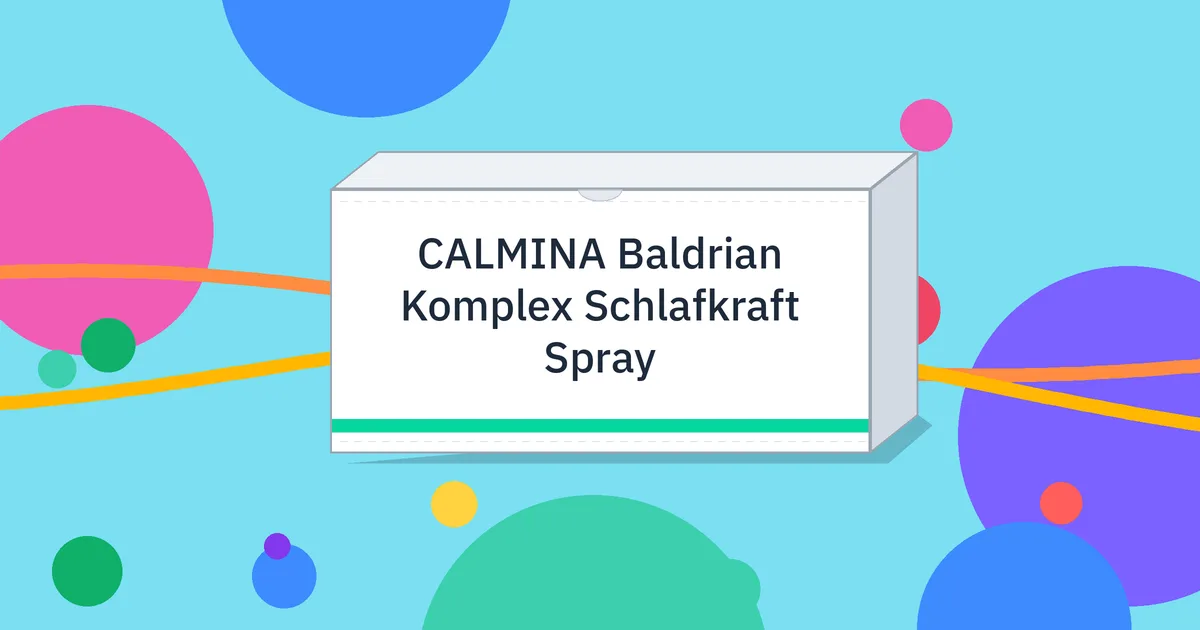Symbolbild: Packung mit der Aufschrift CALMINA Baldrian Komplex Schlafkraft Spray (PZN 19174961) – Verfügbarkeit und Bezug in Apotheken in Frankfurt am Main