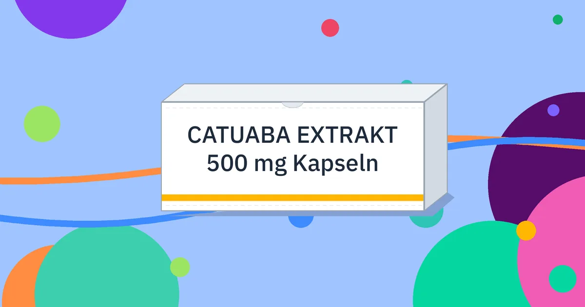 Symbolbild: Packung mit der Aufschrift CATUABA EXTRAKT 500 mg Kapseln (PZN 16195655) – Verfügbarkeit und Bezug in Apotheken in Frankfurt am Main
