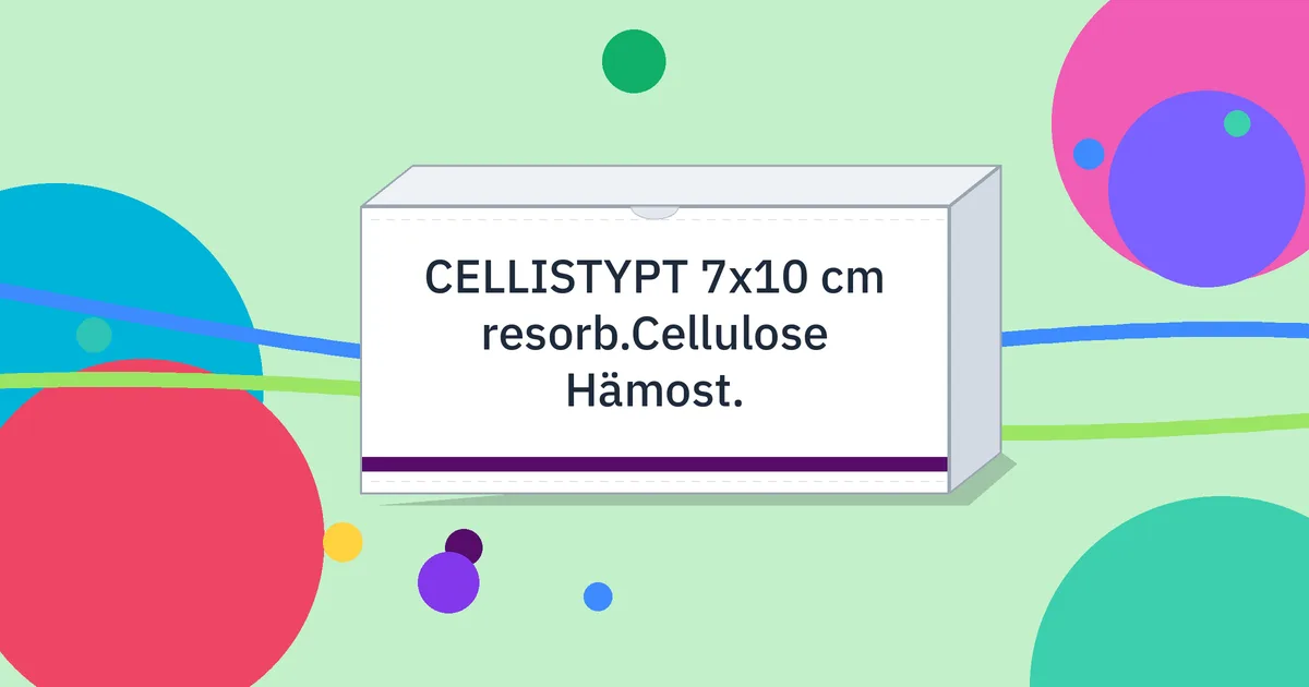 Symbolbild: Packung mit der Aufschrift CELLISTYPT 7x10 cm resorb.Cellulose Hämost. (PZN 15261284) – Verfügbarkeit und Bezug in Apotheken in Frankfurt am Main