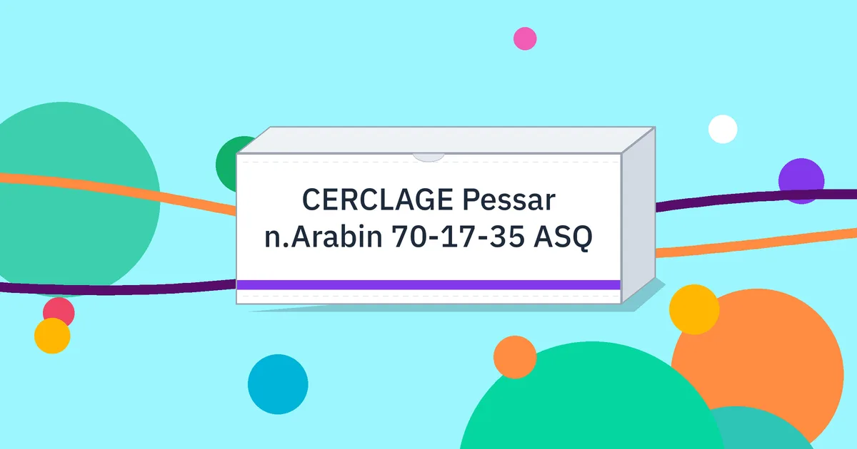 Symbolbild: Packung mit der Aufschrift CERCLAGE Pessar n.Arabin 70-17-35 ASQ (PZN 03373983) – Verfügbarkeit und Bezug in Apotheken in Frankfurt am Main