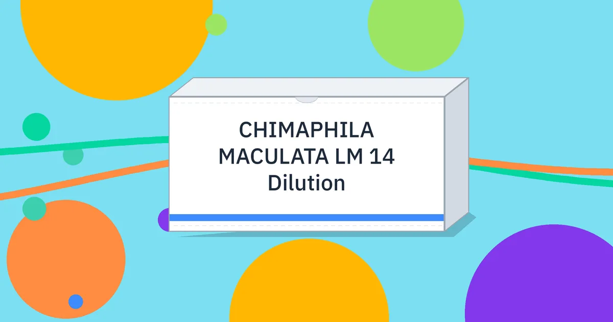Symbolbild: Packung mit der Aufschrift CHIMAPHILA MACULATA LM 14 Dilution (PZN 13441792) – Verfügbarkeit und Bezug in Apotheken in Frankfurt am Main