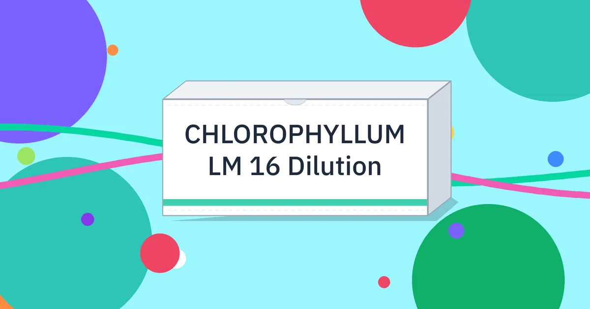 Symbolbild: Packung mit der Aufschrift CHLOROPHYLLUM LM 16 Dilution (PZN 13445063) – Verfügbarkeit und Bezug in Apotheken in Frankfurt am Main