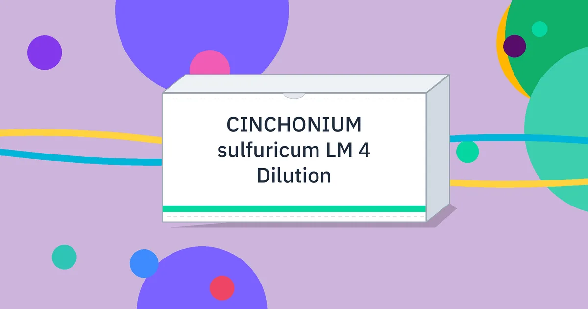 Symbolbild: Packung mit der Aufschrift CINCHONIUM sulfuricum LM 4 Dilution (PZN 13446335) – Verfügbarkeit und Bezug in Apotheken in Frankfurt am Main