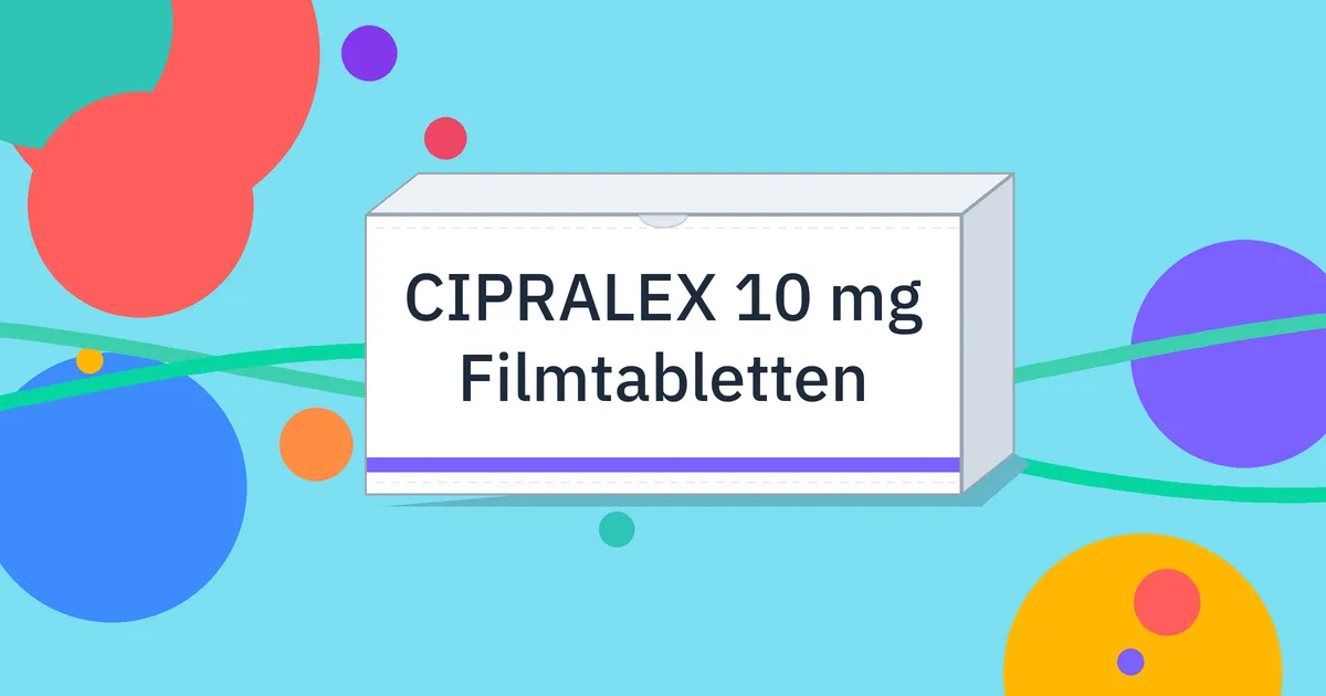 Symbolbild: Packung mit der Aufschrift CIPRALEX 10 mg Filmtabletten (PZN 01638555) – Verfügbarkeit und Bezug in Apotheken in Frankfurt am Main