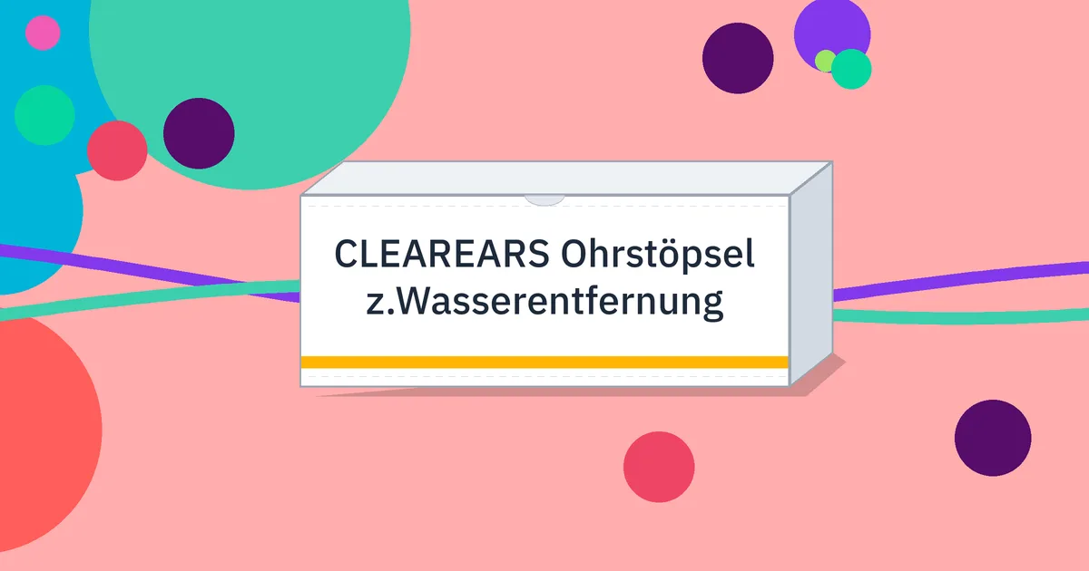 Symbolbild: Packung mit der Aufschrift CLEAREARS Ohrstöpsel z.Wasserentfernung (PZN 05468245) – Verfügbarkeit und Bezug in Apotheken in Frankfurt am Main