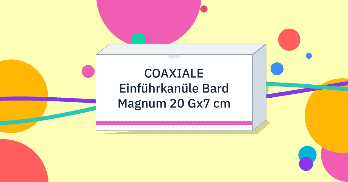 Symbolbild: Packung mit der Aufschrift COAXIALE Einführkanüle Bard Magnum 20 Gx7 cm (PZN 04672015) – Verfügbarkeit und Bezug in Apotheken in Frankfurt am Main