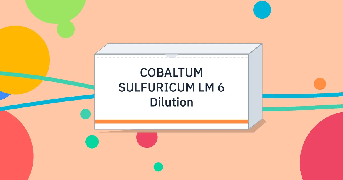 Symbolbild: Packung mit der Aufschrift COBALTUM SULFURICUM LM 6 Dilution (PZN 12824462) – Verfügbarkeit und Bezug in Apotheken in Frankfurt am Main