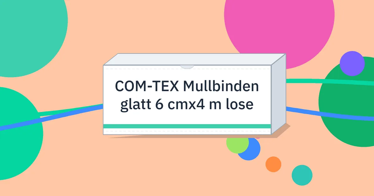 Symbolbild: Packung mit der Aufschrift COM-TEX Mullbinden glatt 6 cmx4 m lose (PZN 00028754) – Verfügbarkeit und Bezug in Apotheken in Frankfurt am Main