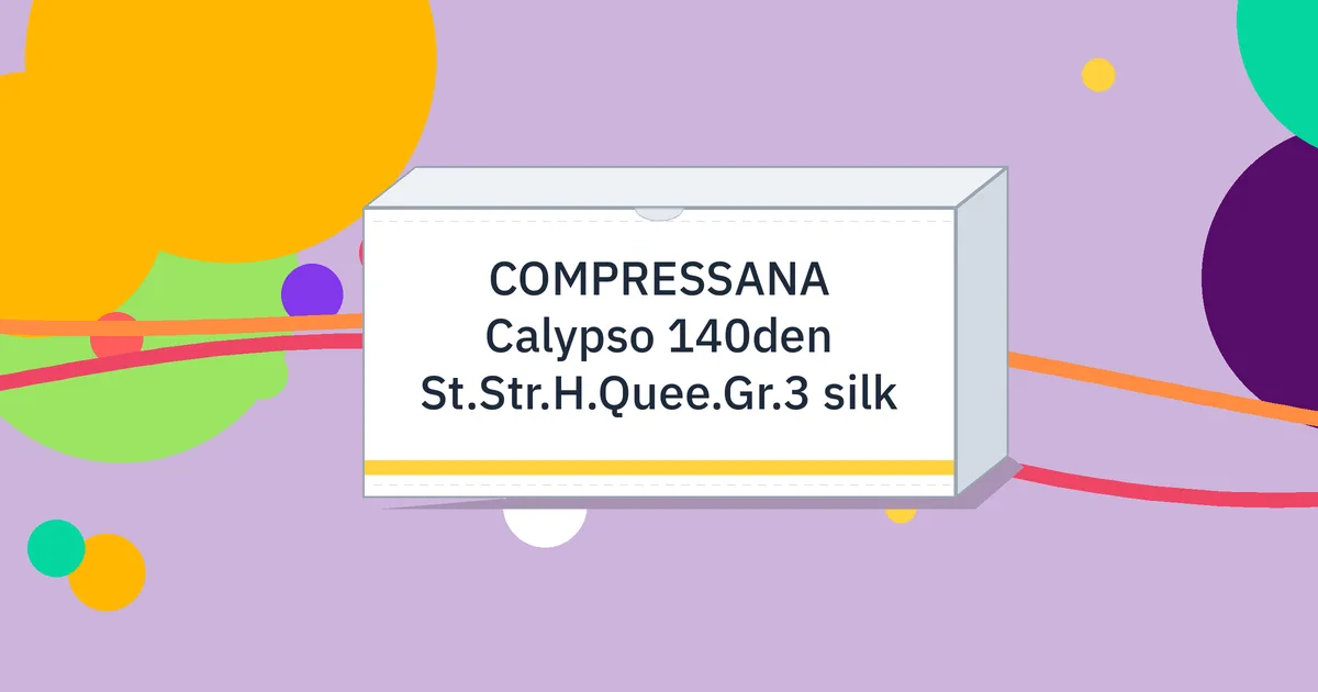 Symbolbild: Packung mit der Aufschrift COMPRESSANA Calypso 140den St.Str.H.Quee.Gr.3 silk (PZN 04139083) – Verfügbarkeit und Bezug in Apotheken in Frankfurt am Main