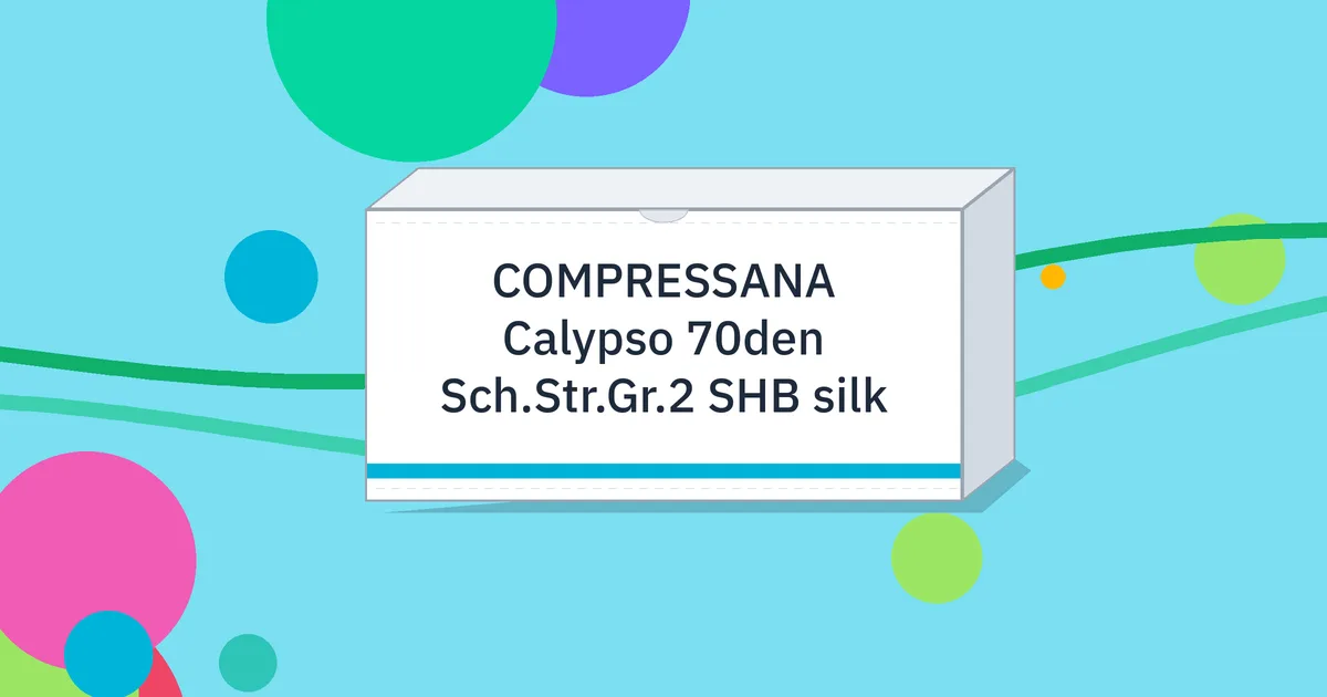 Symbolbild: Packung mit der Aufschrift COMPRESSANA Calypso 70den Sch.Str.Gr.2 SHB silk (PZN 08910859) – Verfügbarkeit und Bezug in Apotheken in Frankfurt am Main
