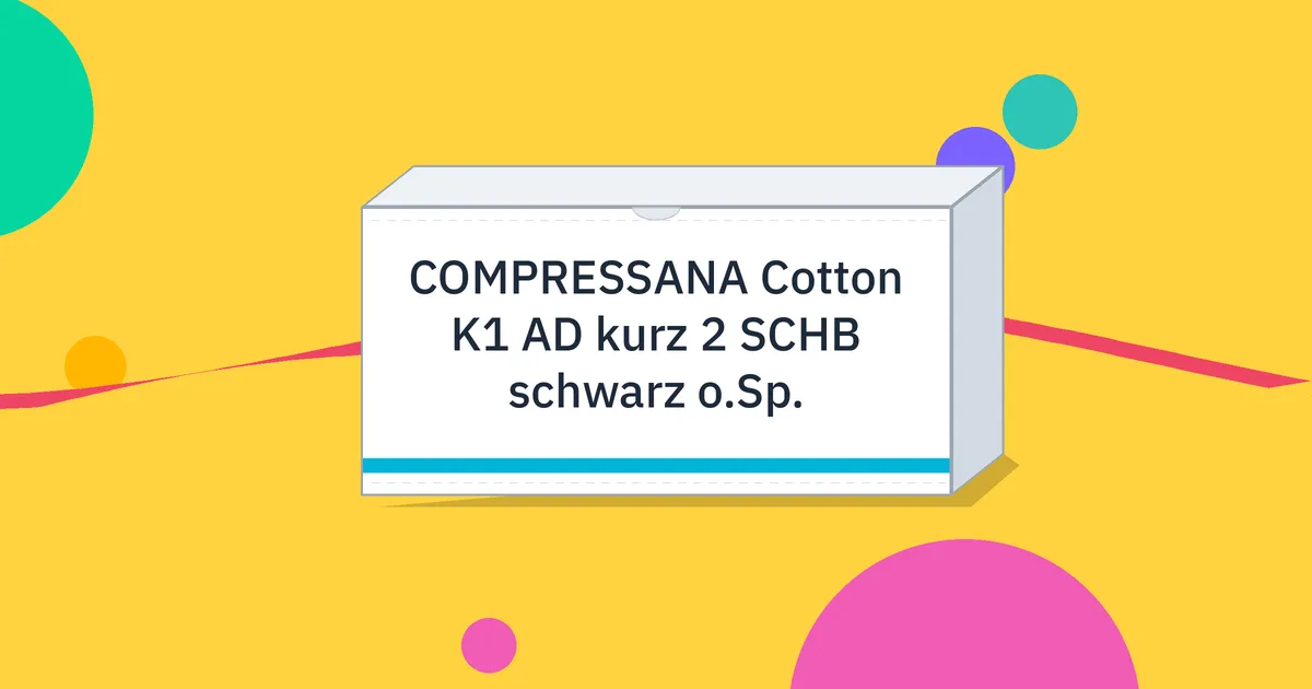 Symbolbild: Packung mit der Aufschrift COMPRESSANA Cotton K1 AD kurz 2 SCHB schwarz o.Sp. (PZN 16959213) – Verfügbarkeit und Bezug in Apotheken in Frankfurt am Main