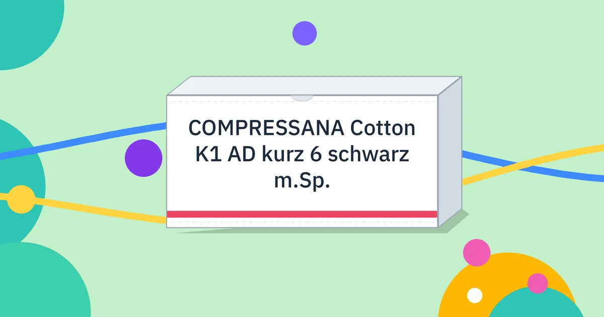 Symbolbild: Packung mit der Aufschrift COMPRESSANA Cotton K1 AD kurz 6 schwarz m.Sp. (PZN 10215865) – Verfügbarkeit und Bezug in Apotheken in Frankfurt am Main