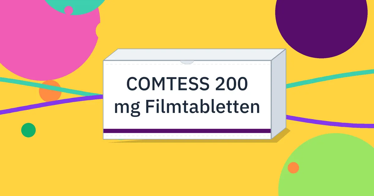 Symbolbild: Packung mit der Aufschrift COMTESS 200 mg Filmtabletten (PZN 06080135) – Verfügbarkeit und Bezug in Apotheken in Frankfurt am Main