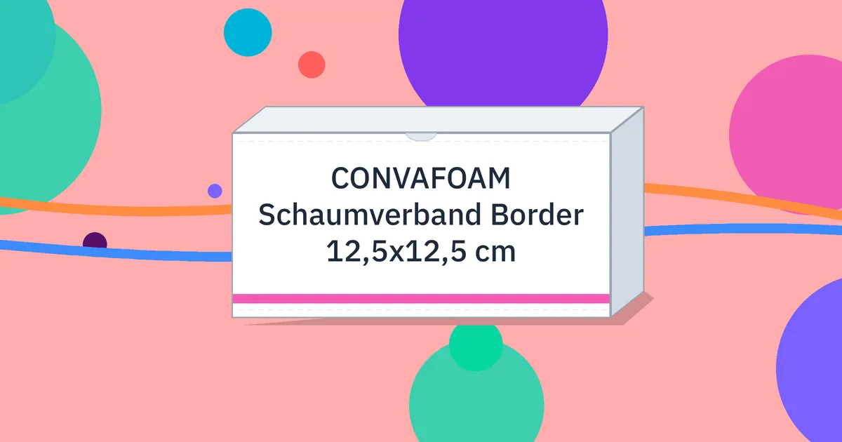 Symbolbild: Packung mit der Aufschrift CONVAFOAM Schaumverband Border 12,5x12,5 cm (PZN 20101453) – Verfügbarkeit und Bezug in Apotheken in Frankfurt am Main