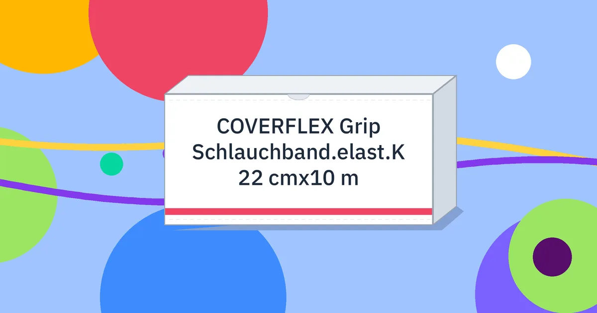 Symbolbild: Packung mit der Aufschrift COVERFLEX Grip Schlauchband.elast.K 22 cmx10 m (PZN 16016457) – Verfügbarkeit und Bezug in Apotheken in Frankfurt am Main