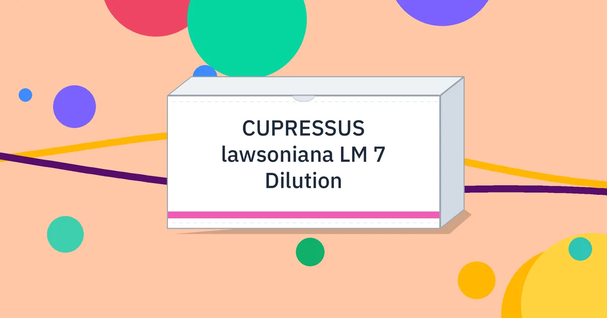 Symbolbild: Packung mit der Aufschrift CUPRESSUS lawsoniana LM 7 Dilution (PZN 13457681) – Verfügbarkeit und Bezug in Apotheken in Frankfurt am Main