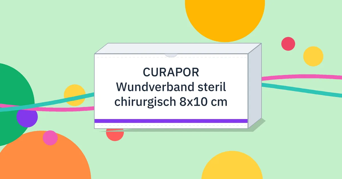Symbolbild: Packung mit der Aufschrift CURAPOR Wundverband steril chirurgisch 8x10 cm (PZN 18437252) – Verfügbarkeit und Bezug in Apotheken in Frankfurt am Main
