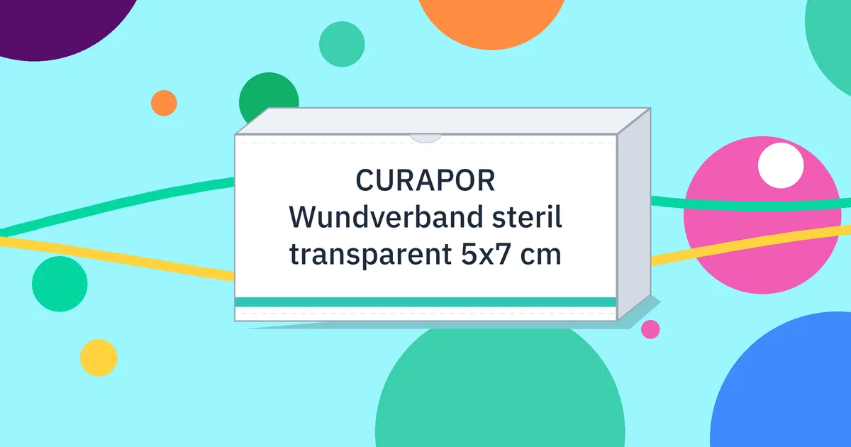 Symbolbild: Packung mit der Aufschrift CURAPOR Wundverband steril transparent 5x7 cm (PZN 16001912) – Verfügbarkeit und Bezug in Apotheken in Frankfurt am Main