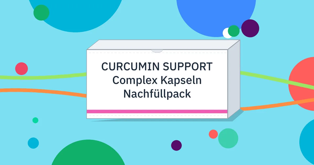Symbolbild: Packung mit der Aufschrift CURCUMIN SUPPORT Complex Kapseln Nachfüllpack (PZN 16923712) – Verfügbarkeit und Bezug in Apotheken in Frankfurt am Main