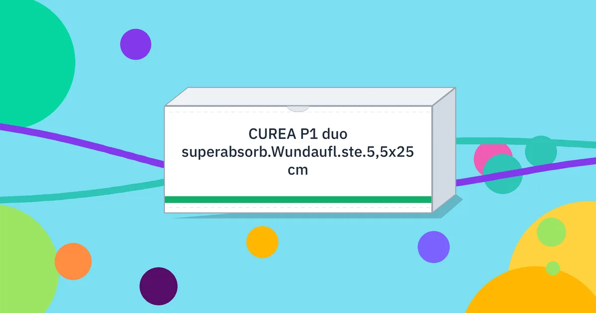 Symbolbild: Packung mit der Aufschrift CUREA P1 duo superabsorb.Wundaufl.ste.5,5x25 cm (PZN 14273517) – Verfügbarkeit und Bezug in Apotheken in Frankfurt am Main