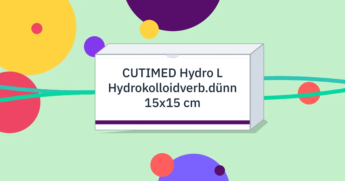 Symbolbild: Packung mit der Aufschrift CUTIMED Hydro L Hydrokolloidverb.dünn 15x15 cm (PZN 02793192) – Verfügbarkeit und Bezug in Apotheken in Frankfurt am Main