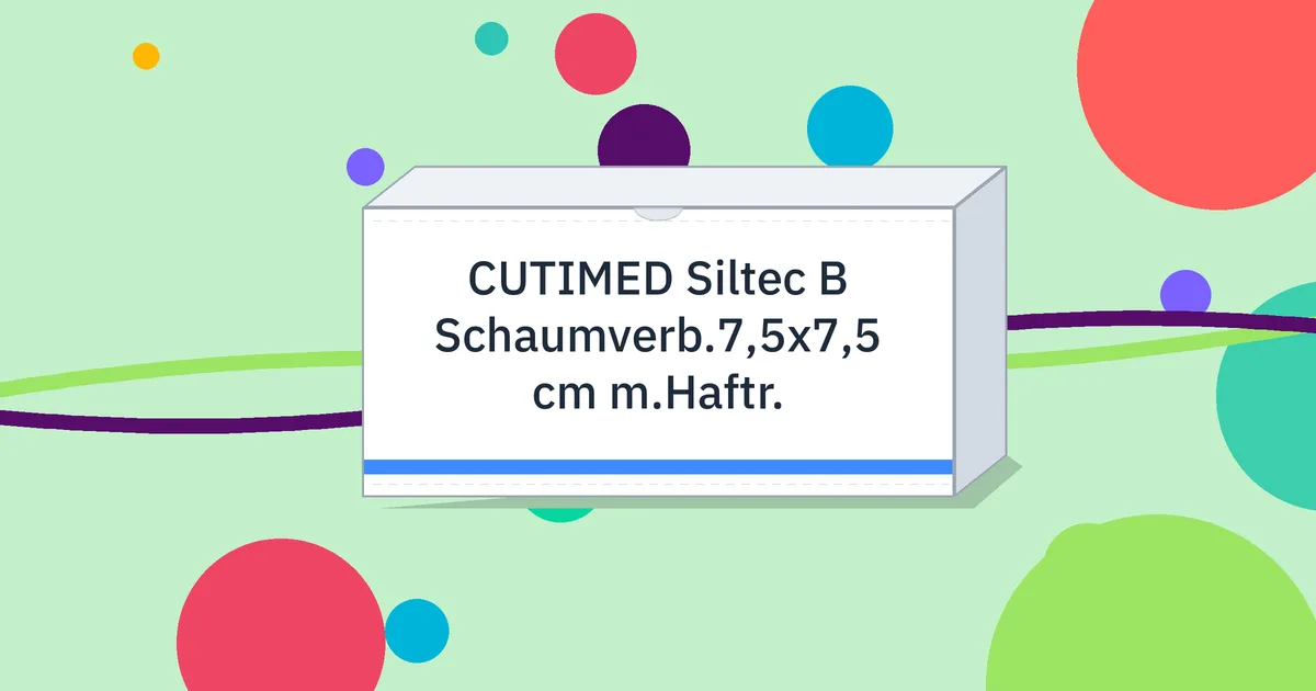 Symbolbild: Packung mit der Aufschrift CUTIMED Siltec B Schaumverb.7,5x7,5 cm m.Haftr. (PZN 11184204) – Verfügbarkeit und Bezug in Apotheken in Frankfurt am Main