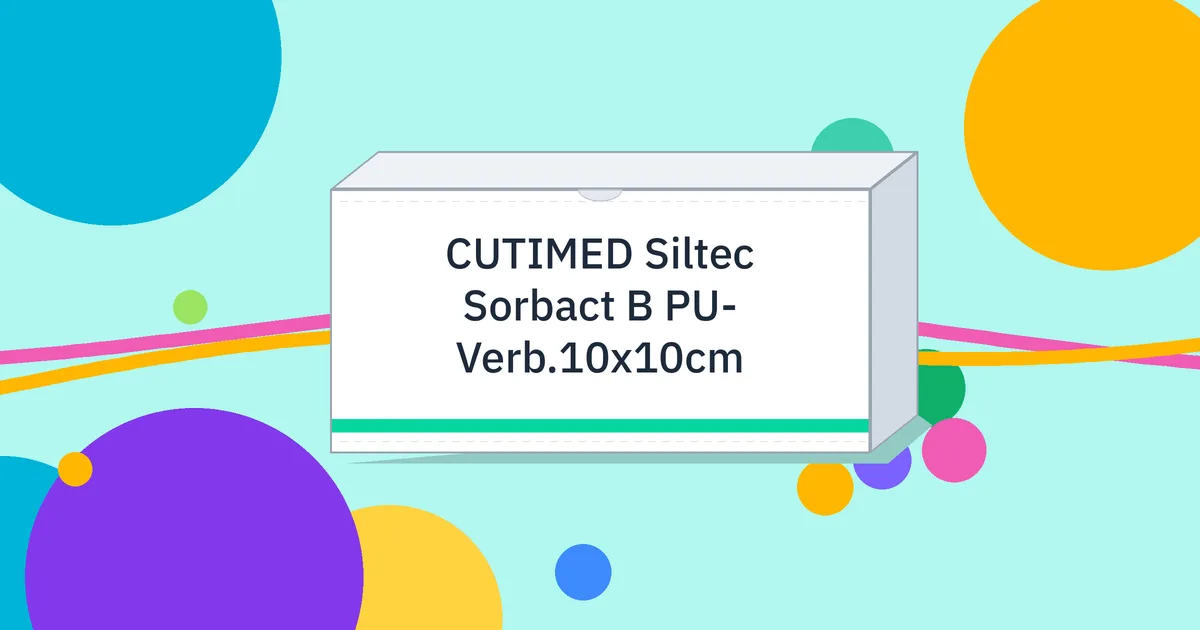 Symbolbild: Packung mit der Aufschrift CUTIMED Siltec Sorbact B PU-Verb.10x10cm (PZN 13574412) – Verfügbarkeit und Bezug in Apotheken in Frankfurt am Main